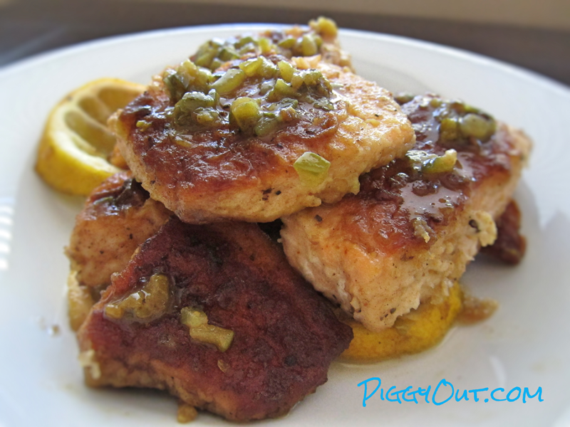 Pan-fried Salmon Lemon Garlic - Piggy Out